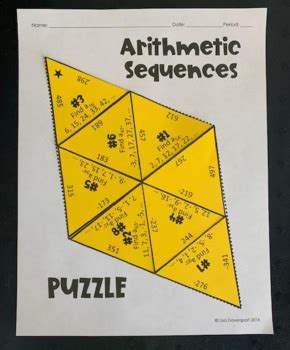 Arithmetic Sequences Algebra 1 Puzzle By Lisa Davenport Tpt