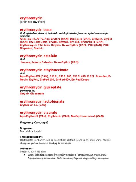 Erythromycin Pdf Streptococcus Topical Medication