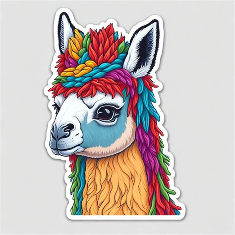 Premium Ai Image Llama Sticker Illustration On White Background