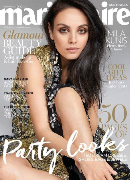 Mila Kunis Marie Claire Magazine December 2017 Cover Photo Australia