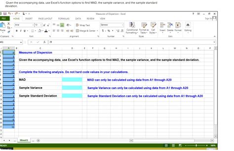 Solved Given The Accompanying Data Use Excels Function Options To