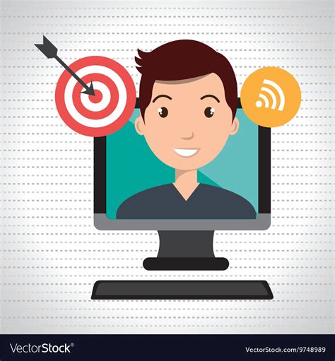Man With Computer Isolated Icon Design Royalty Free Vector