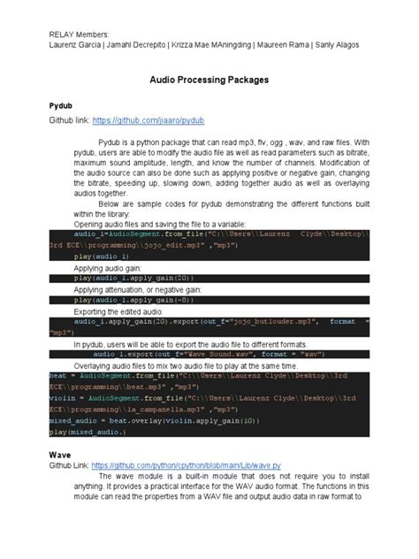 Audio Processing Packages Pdf Digital Audio Python Programming Language