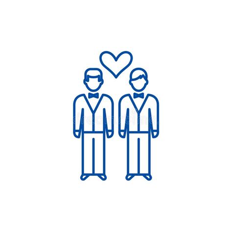 Same Sex Marriage Line Icon Concept Same Sex Marriage Flat Vector