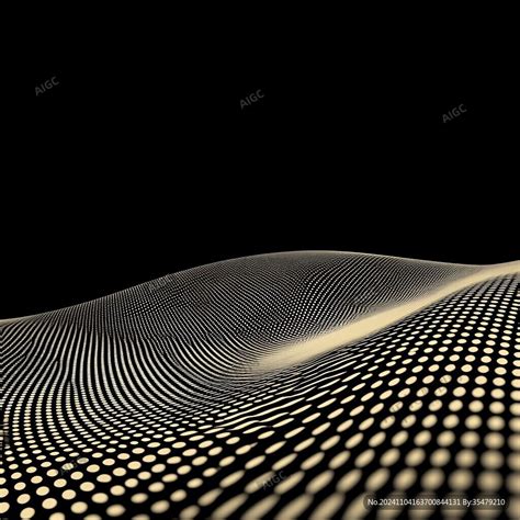ai创作图三维粒子空间 波浪线框 粒子曲线 粒子线条 科技抽象技术粒子 纳米线 矩阵空间 网点创意特效背景 发光网格 黑金科技视 波动光学