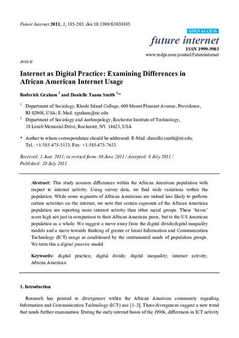 Pdf Internet As Digital Practice Examining Differences In African
