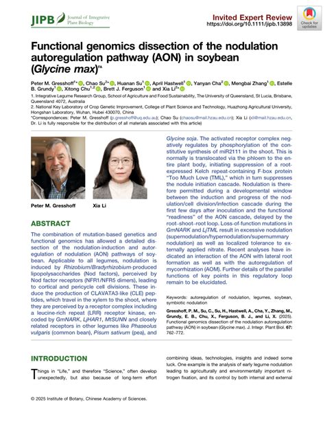 Functional Genomics Dissection Of The Nodulation Autoregulation Pathway
