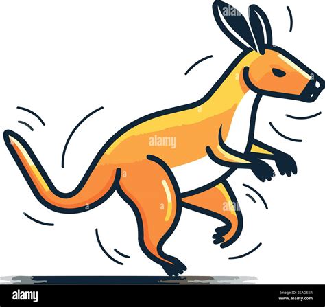 Kangaroo Running Funny Kangaroo Cartoon Vector Illustration Stock