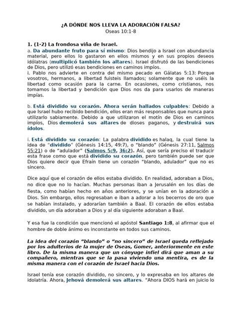 Idolatría Y Corazón Dividido En Israel Pdf Teología Creencia