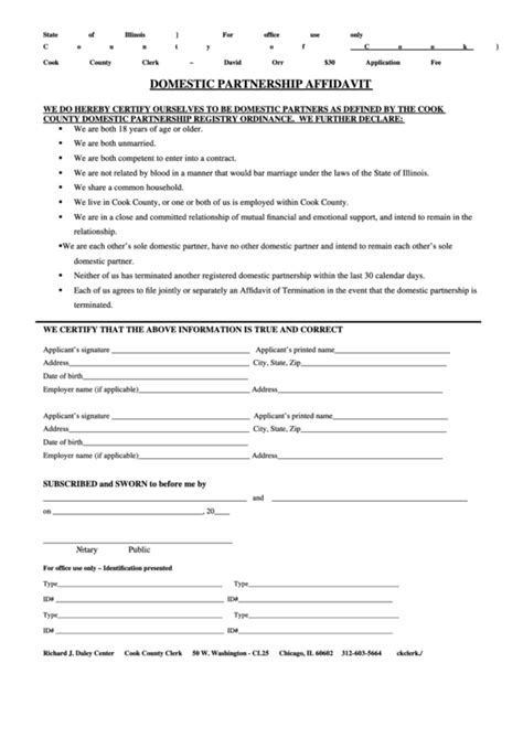 Domestic Partnership Affidavit Template