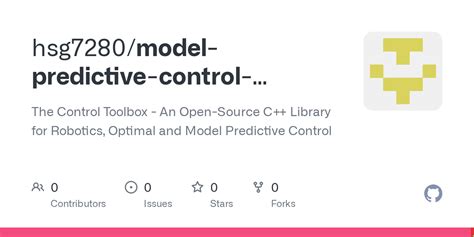 Github Hsg7280model Predictive Control Toolbox The Control Toolbox An Open Source C