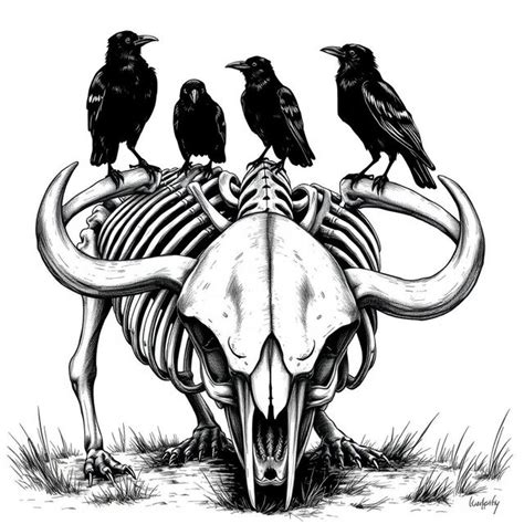 Intricate Buffalo Skeleton A Pencil Drawing Masterpiece