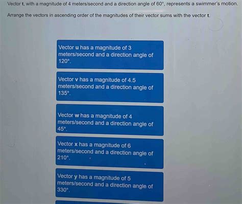Solved Vector T With A Magnitude Of 4 Meterssecond And A Direction