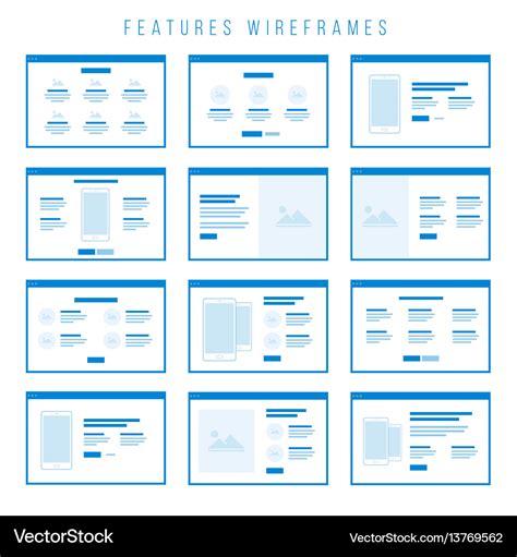 Features Wireframe Components For Prototypes Vector Image