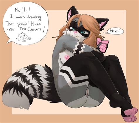 Rule 34 Anthro Breasts Casual Nudity Cutlery Dessert Eating Facial Markings Female Fluffy