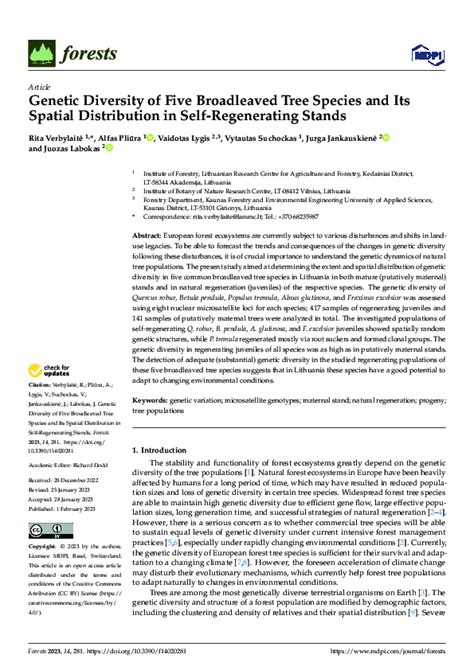 Pdf Genetic Diversity Of Five Broadleaved Tree Species And Its Spatial Distribution In Self