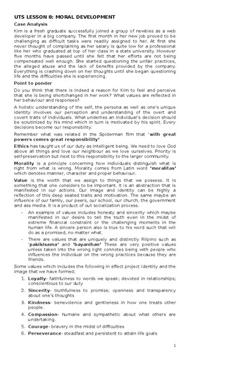 Uts Lesson 8 Moral Developmentuts Lesson 9 The Digital Selfuts