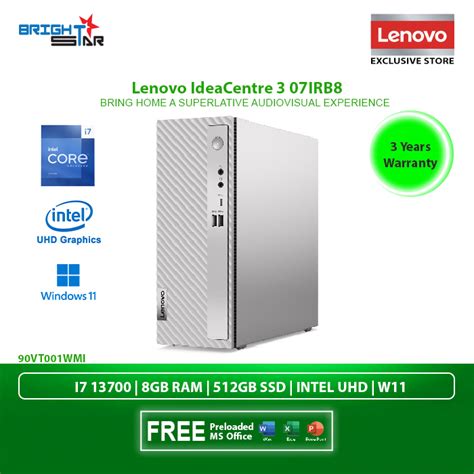 Lenovo IdeaCentre 3 07IRB8 Intel I5 I7 13th 8GB RAM 512GB SSD Intel UHD Windows 11