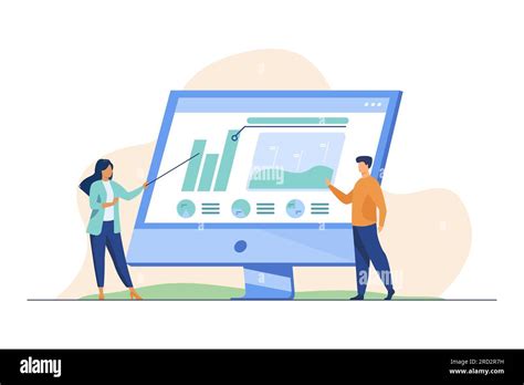 Professionals Analyzing Charts On Computer Monitor Stock Vector Image