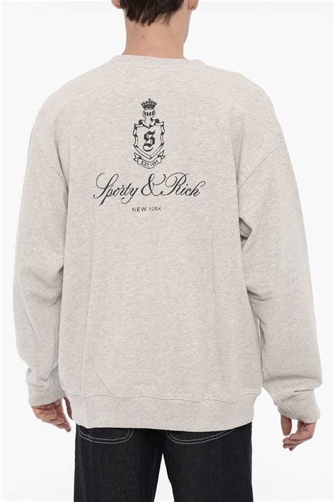 Sporty And Rich Solid Color Cotton Crew Neck Sweatshirt Men Glamood Outlet