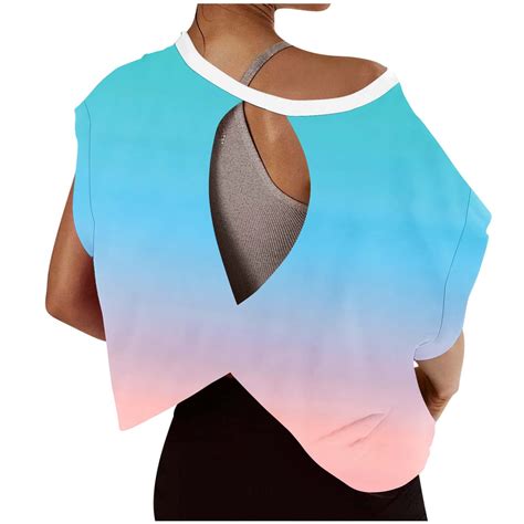Yaoyar Womens Backless Thin Workout Crop Tops Cutout Back Sports T