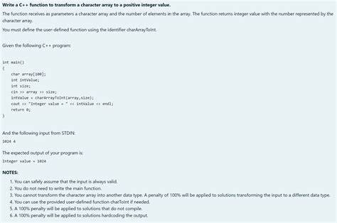 Solved Write A C Function To Transform A Character Array