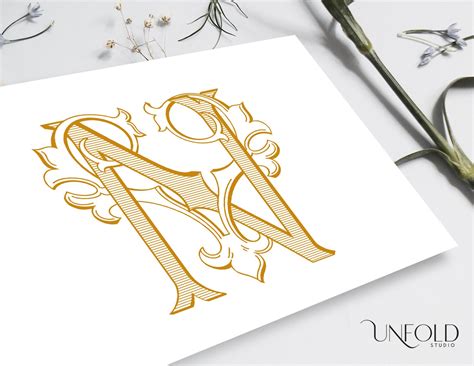Nv Or Vn Name Initials Classic Monograms Wedding Monogram Duogram Digital Interwoven