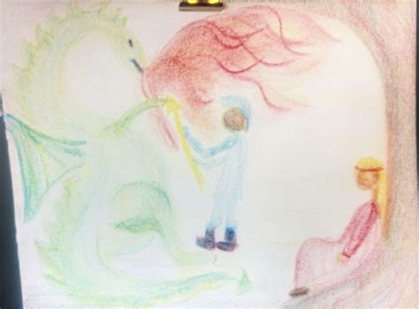Waldorf Block Crayons Drawing St George And The Dragon Michaelmas