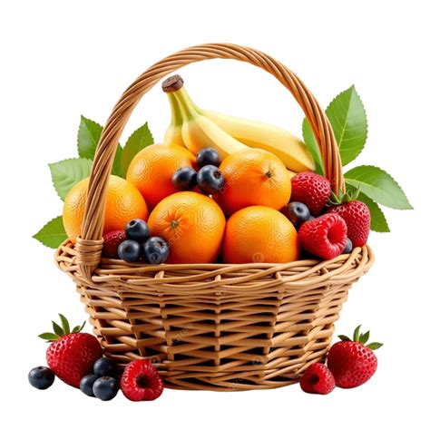 Gambar Buah Buahan Segar Matang Dalam Keranjang Yang Diisolasi Dengan