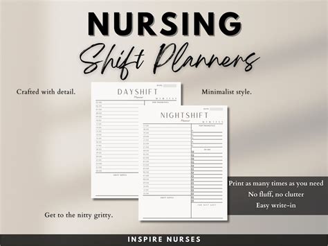 Nurse Shift Planner Nursing Shift Checklist Nurse Planner Nurse Checklist Nursing Planner