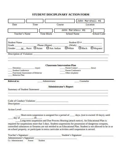 Free Printable School Discipline Forms Printable Forms Free Online