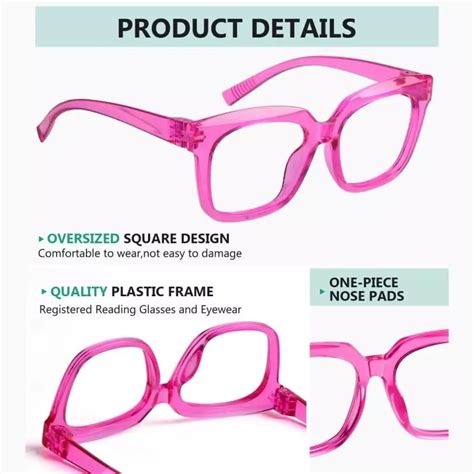 Reading Glasses Oversize Metalless Screwless Spring Hinge 6 Pack Women
