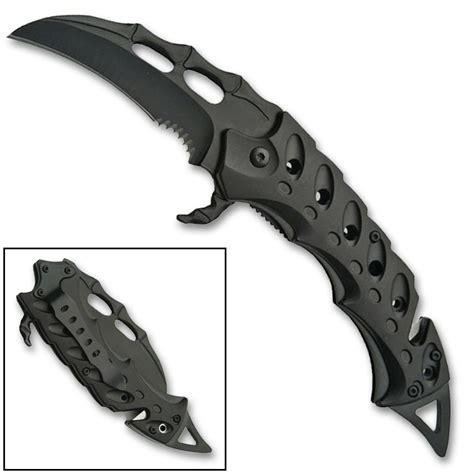 Bone Claw Spring Assisted Karambit Serrated Razor Pocket Knife Glass Breaker Folding Blade