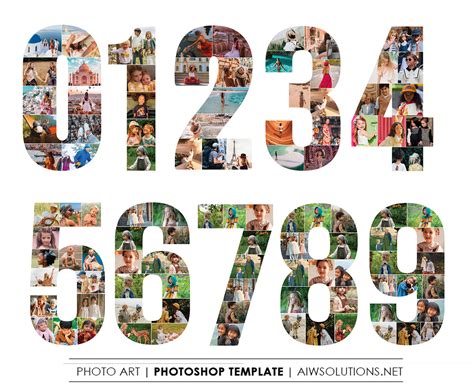 Number From 0 9 Photo Collage Design Templates ~ Creative Market