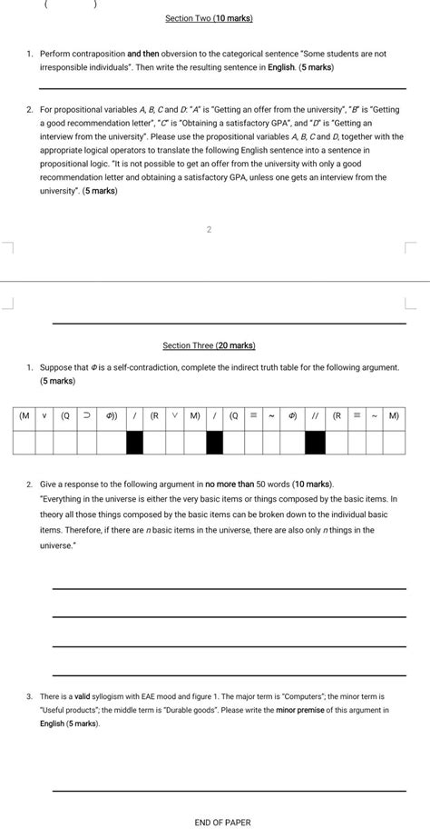 Solved 1 Perform Contraposition And Then Obversion To The