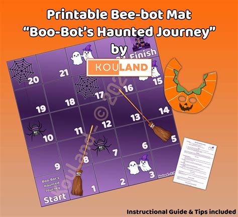 Printable Bee Bot Mat Boo Bots Haunted Journey Halloween Themed Bee Bot Mat For Coding Fun