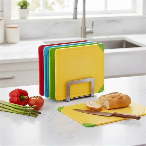 Calmchop Plastic Cutting Board Set Bpa Free Non Slip Juice Grooves
