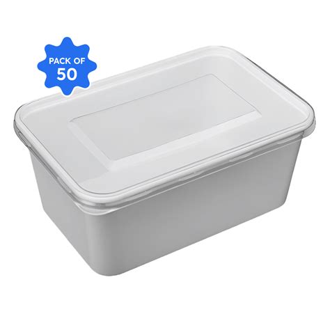 Jk White Rectangle Container With Lid 1000 Ml Pack Of 50 Wholesalers