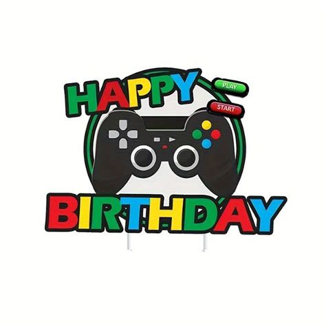 Set Blue Video Game Party Decorations Happy Birthday Gaming Banner