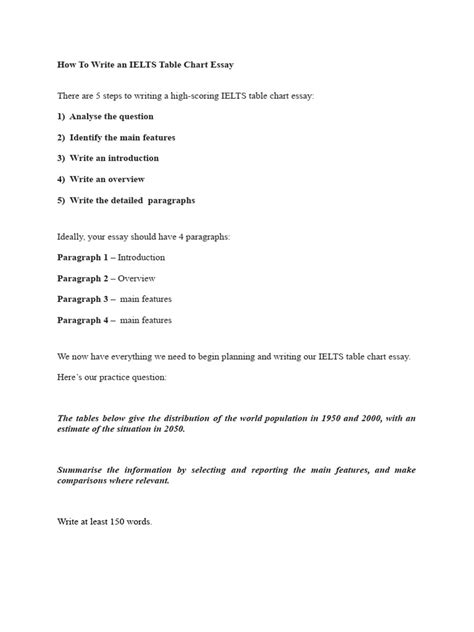 Table Chart Essay Pdf International English Language Testing System Essays