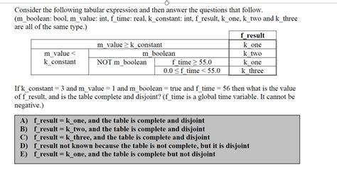 Solved Consider The Following Tabular Expression And Then