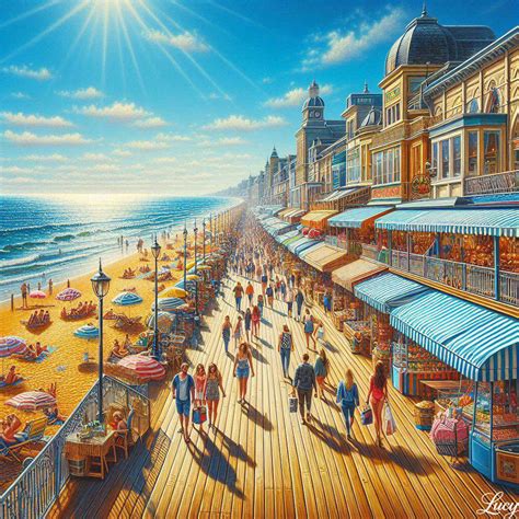 Seaside Boardwalk Bustling With Activity Online Puzzle
