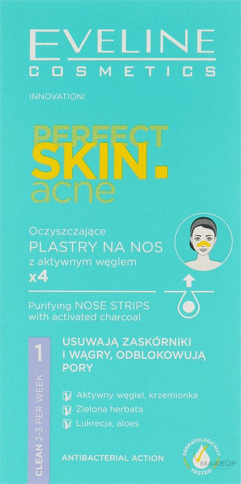 ‫il Eveline Cosmetics Perfect Skinacne רצועות ניקוי לאף נגד אקנה עם פחם פעיל‬