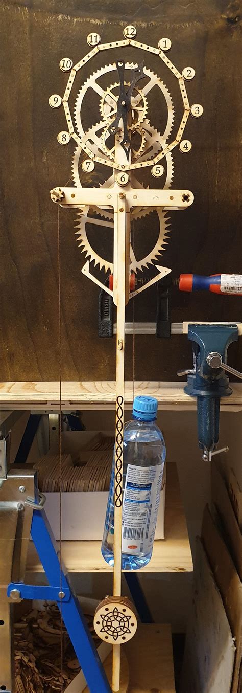 Fully Functional Weight Driven Pendulum Clock All Parts Lasercut Except String R