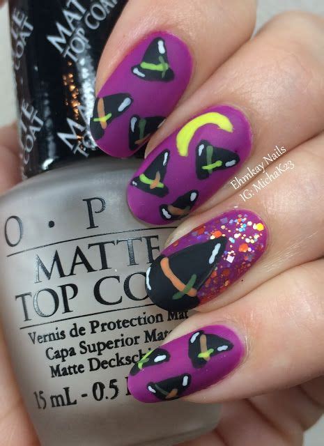 Witch Hats Halloween Nail Art Witch Nails Halloween Nails Diy