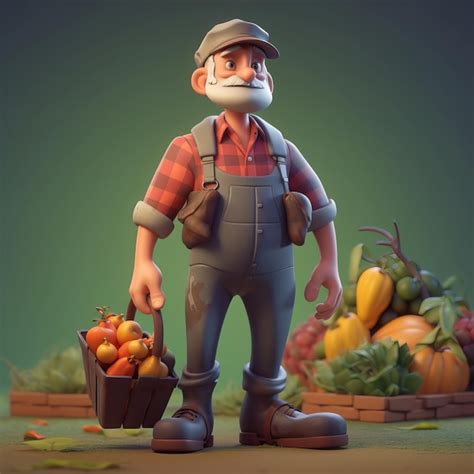 Premium Ai Image A Farmer Cartoon Character