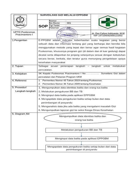 Sop Surveilans Gizi Eppgbm Puskesmas Pdf Pengembangan Diri