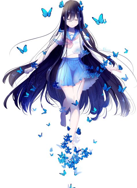 Anime Girl With Butterfly Wings