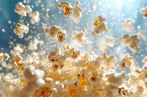 Popcorn Explosion Flying Pop Corn Cinema Concept Copy Space Stock