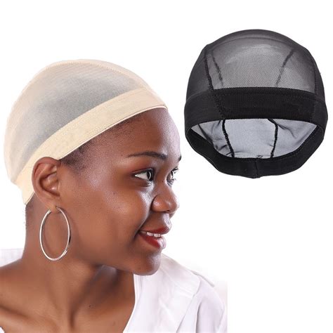 Black And Beige Color Spandex Mesh Weaving Dome Caps Hair Accessories